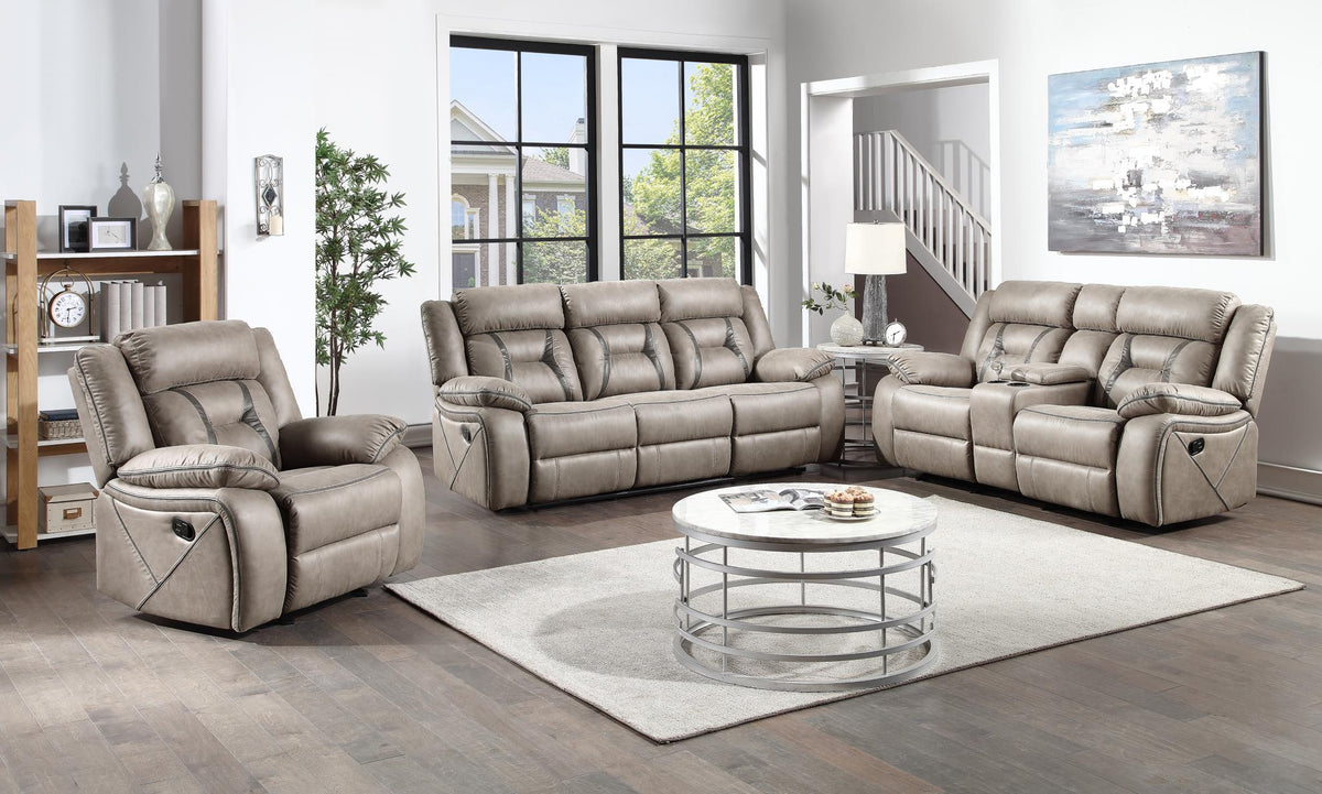 TYSON MANUAL RECLINING SOFA W/DROP-DOWN & GLIDER CONSOLE LOVESEAT – BoxDrop Direct